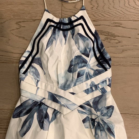 Aje | Dresses | Aje Brand Blue Split Leaf Floral Dress With Aborning ...